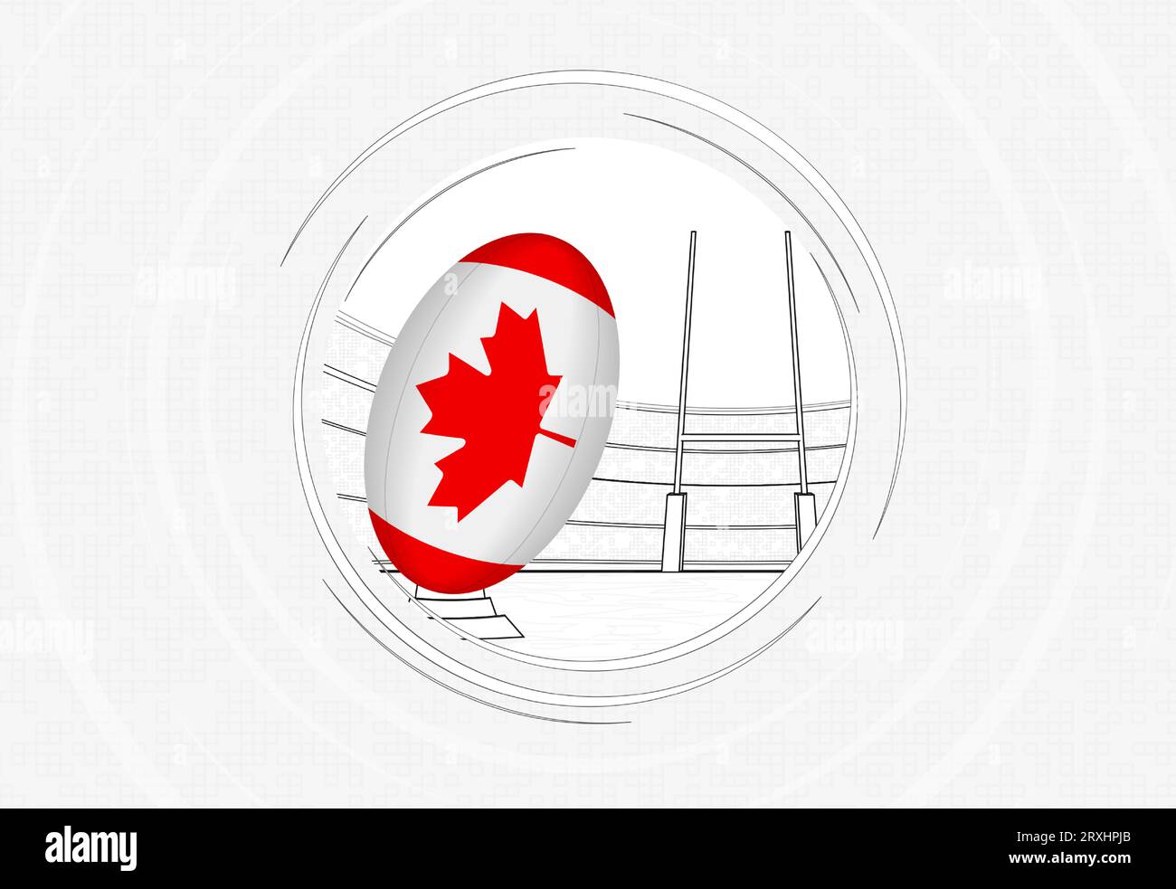 Canada flag on rugby ball, lined circle rugby icon with ball in a ...