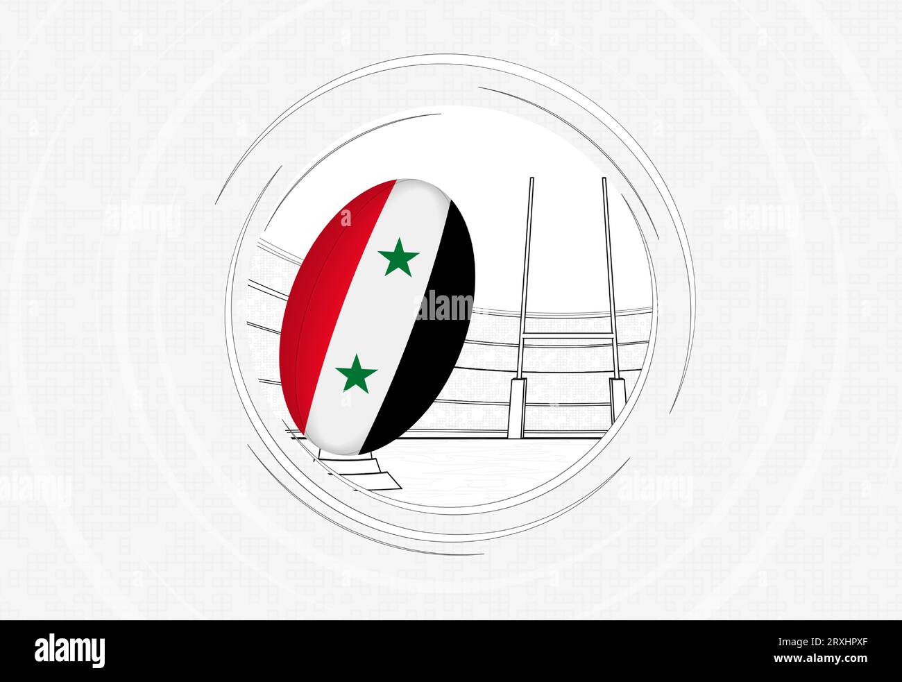 Syria flag on rugby ball, lined circle rugby icon with ball in a ...