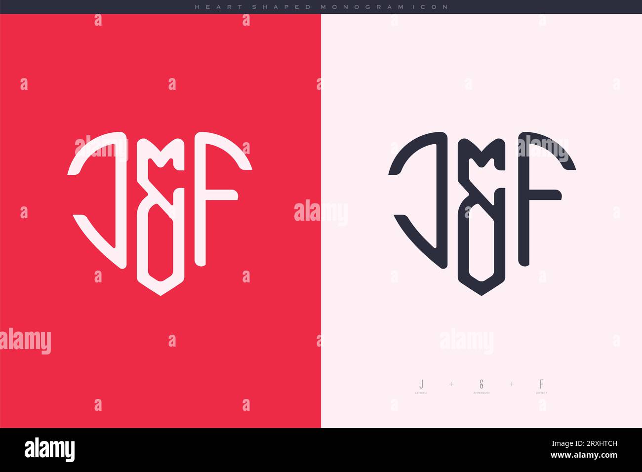 Initial JF letters with red heart and love logo flat icon monogram concept Stock Vector Image ...