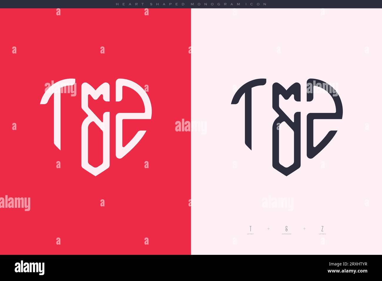 Initial TZ letters with red heart and love logo flat icon monogram concept Stock Vector Image ...