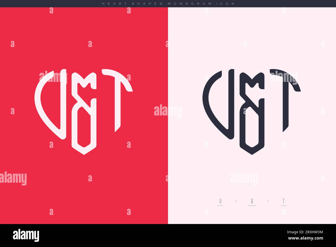 Initial VT letters with red heart and love logo flat icon monogram ...