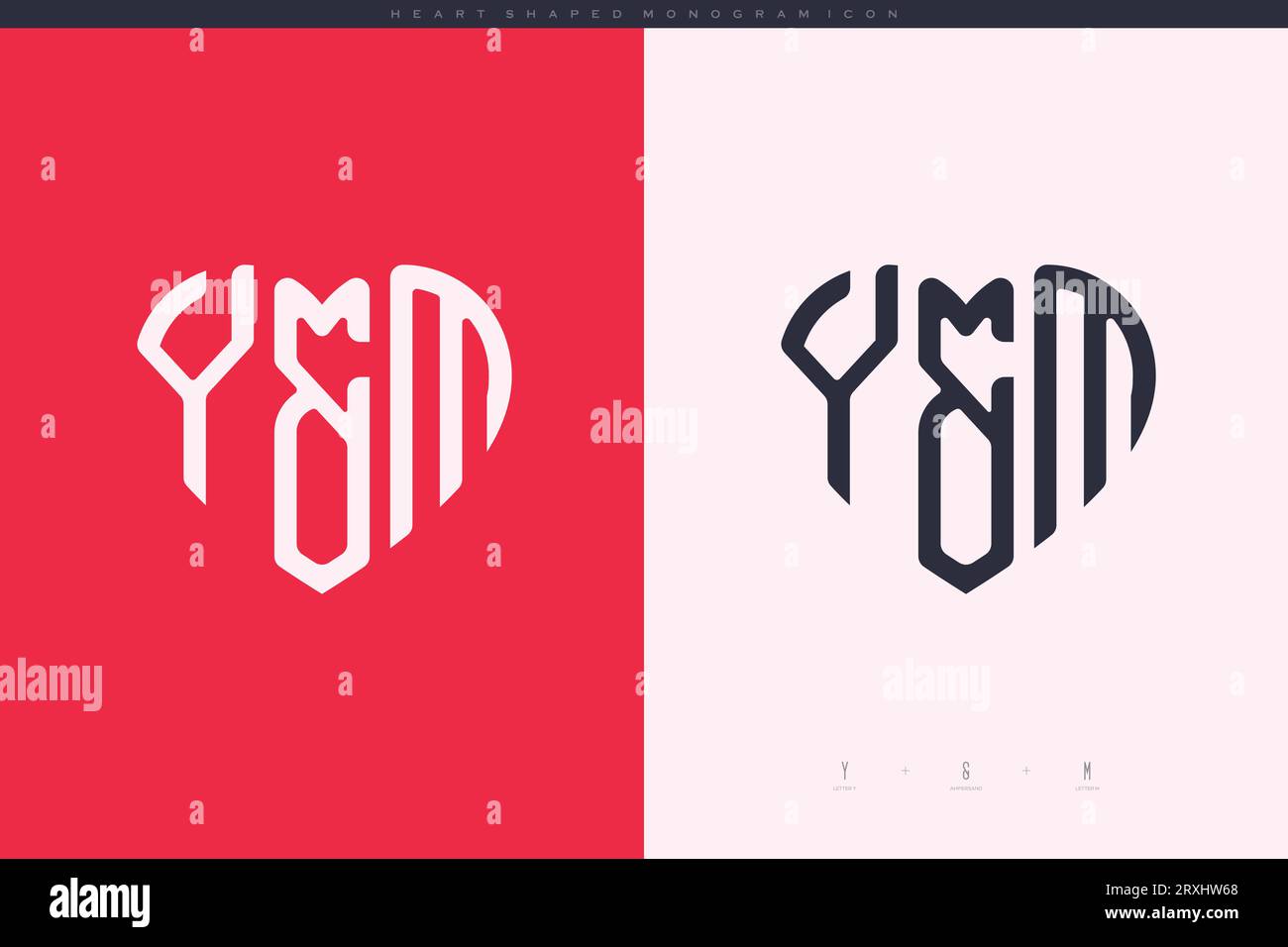 Initial YM letters with red heart and love logo flat icon monogram concept Stock Vector Image ...