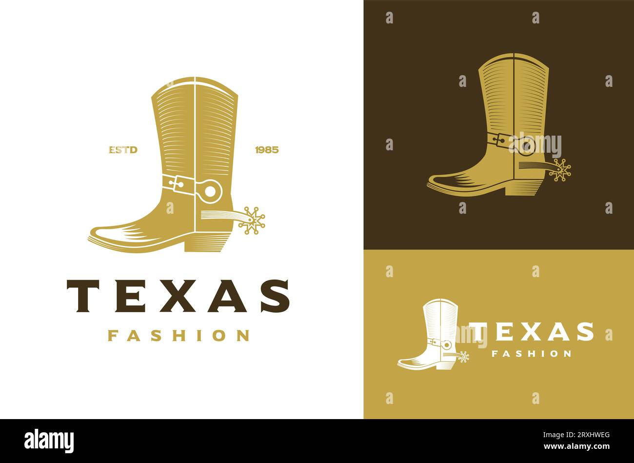Texas Cowboy Boot Silhouette in Vintage Retro style Western Country ...