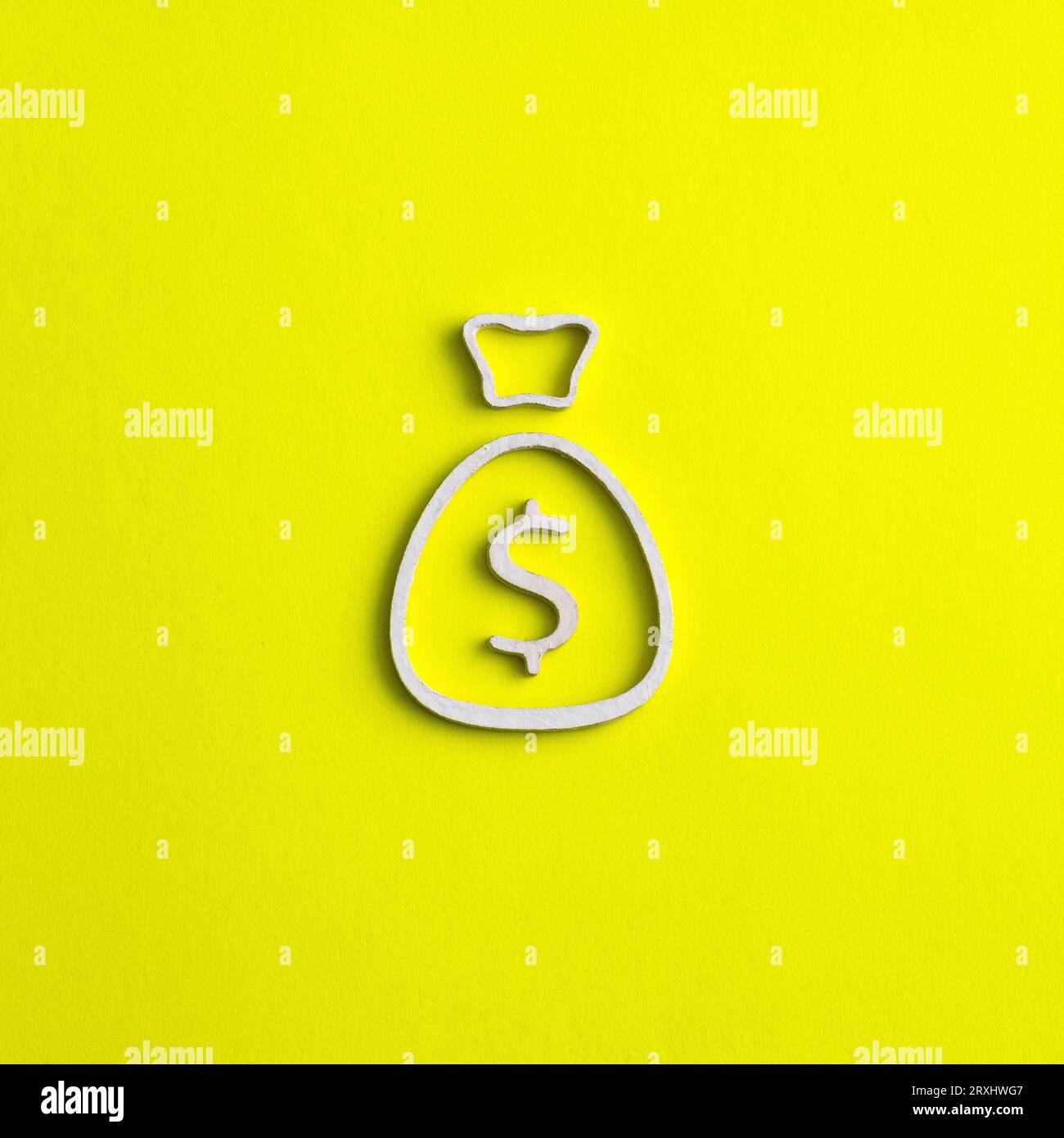 Money bag on yellow background - Dollar business concept Stock Photo ...