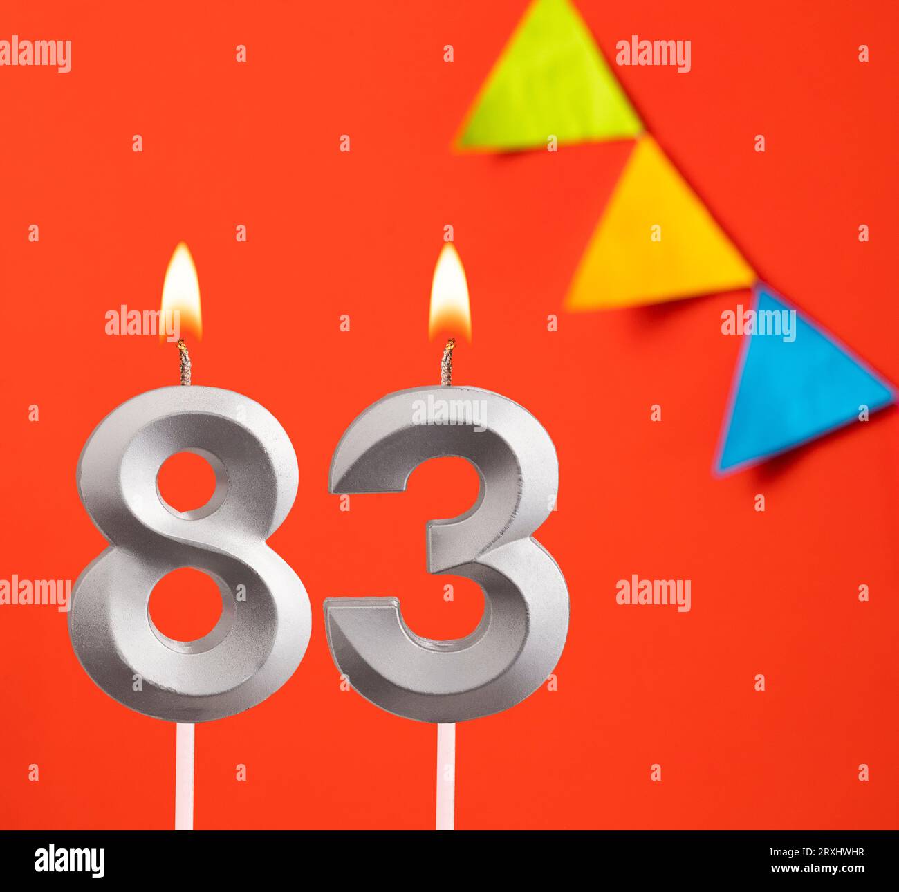 Birthday candle number 83 - Invitation card in orange background Stock ...
