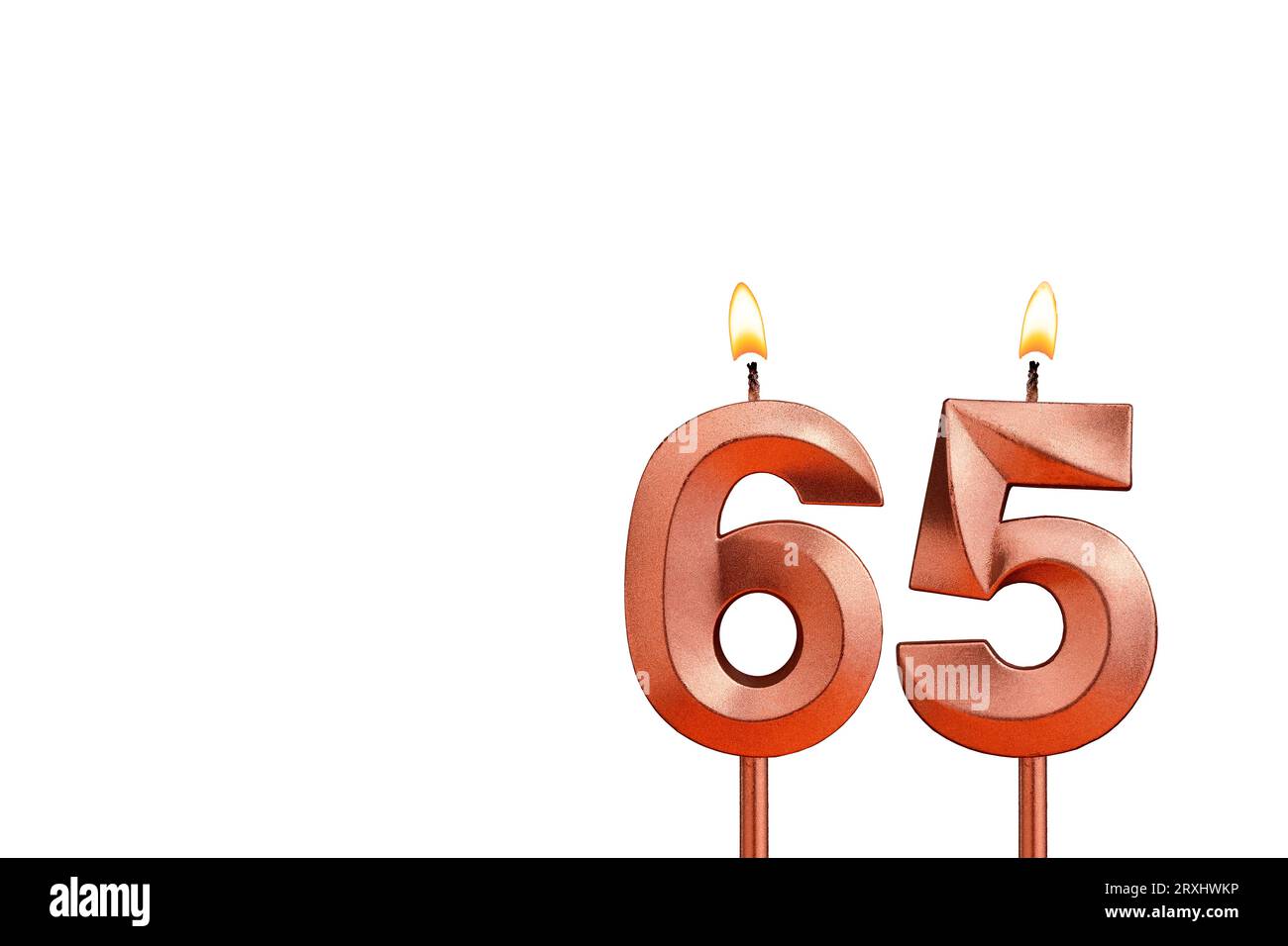 Birthday candle number 65 on white background Stock Photo - Alamy