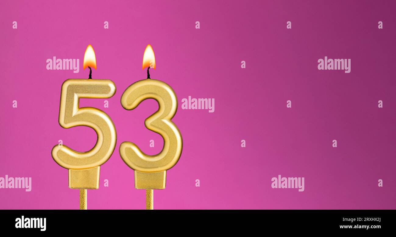 Candle number 53 in purple background - birthday card Stock Photo - Alamy