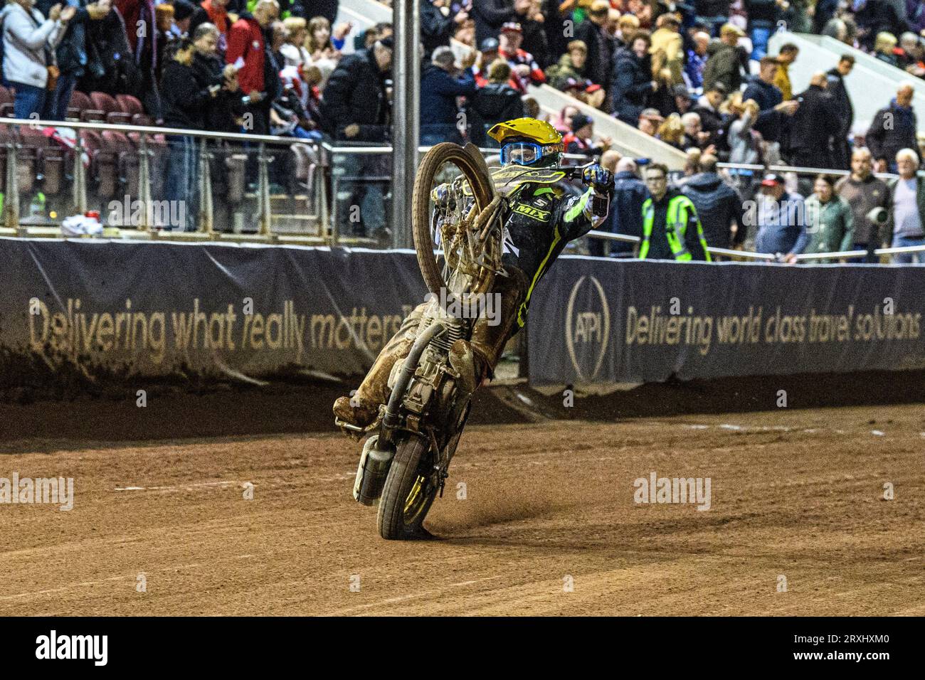 Speedway wheelie celebration hi-res stock photography and images - Alamy