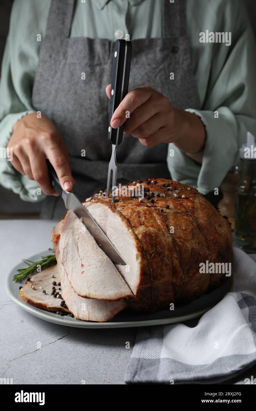 Ham fork woman hi-res stock photography and images - Alamy