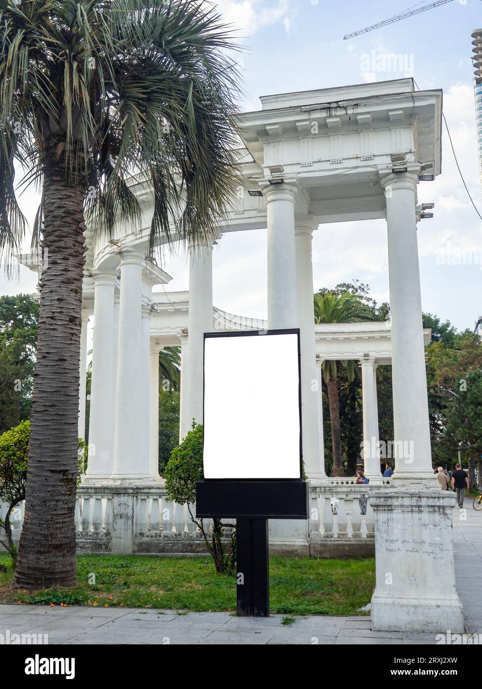 Mockup at the entrance to the park. Advertising in the park. At the ...