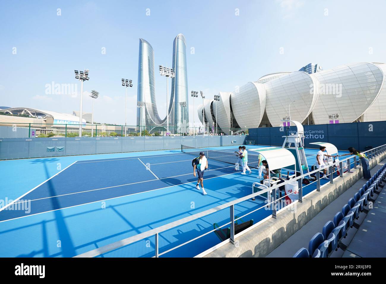 Hangzhou, China. 25th Sep, 2023. General view Tennis : At Hangzhou Olympic Sports Centre Tennis ...