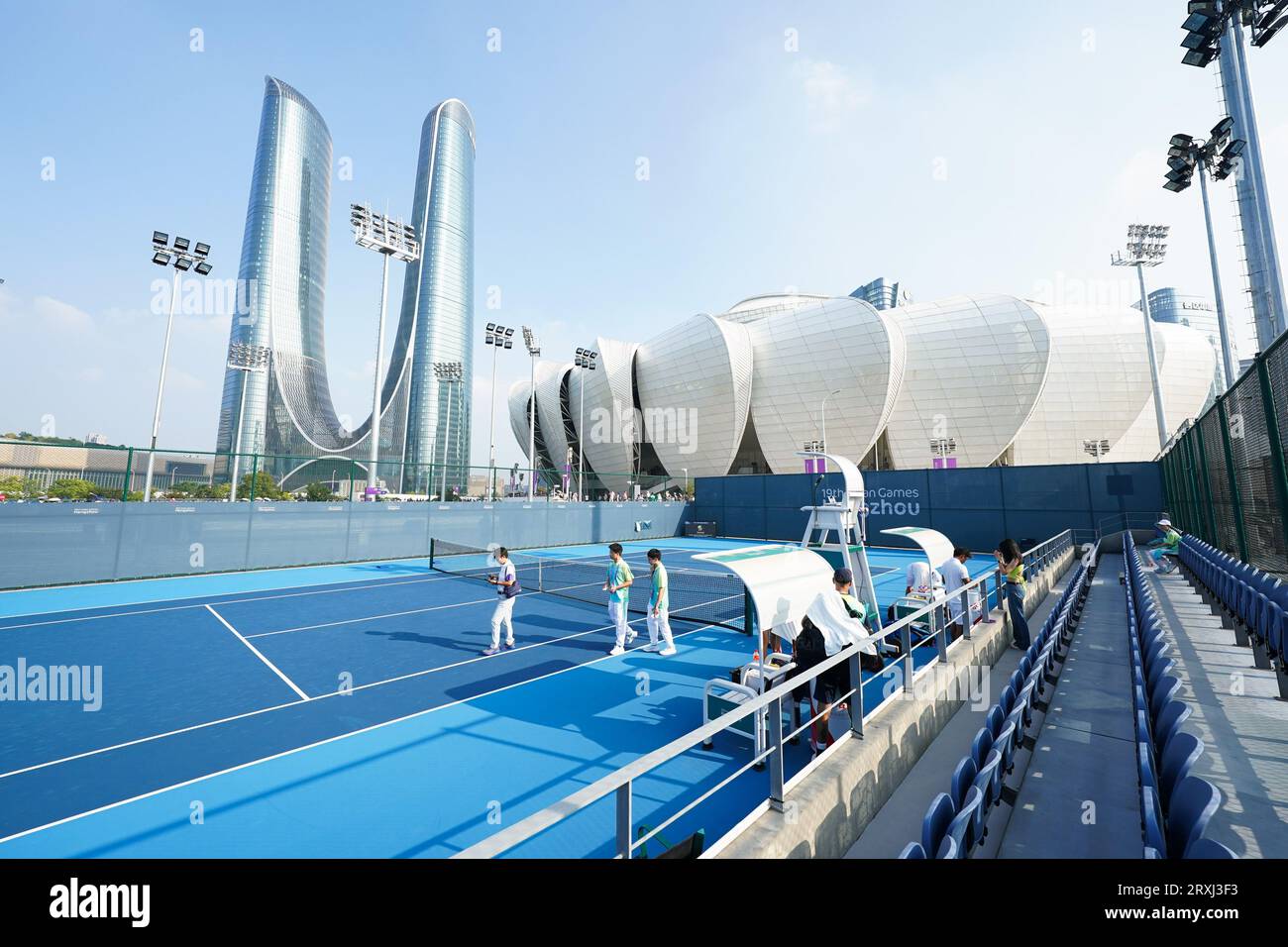 Hangzhou, China. 25th Sep, 2023. General view Tennis : At Hangzhou Olympic Sports Centre Tennis ...