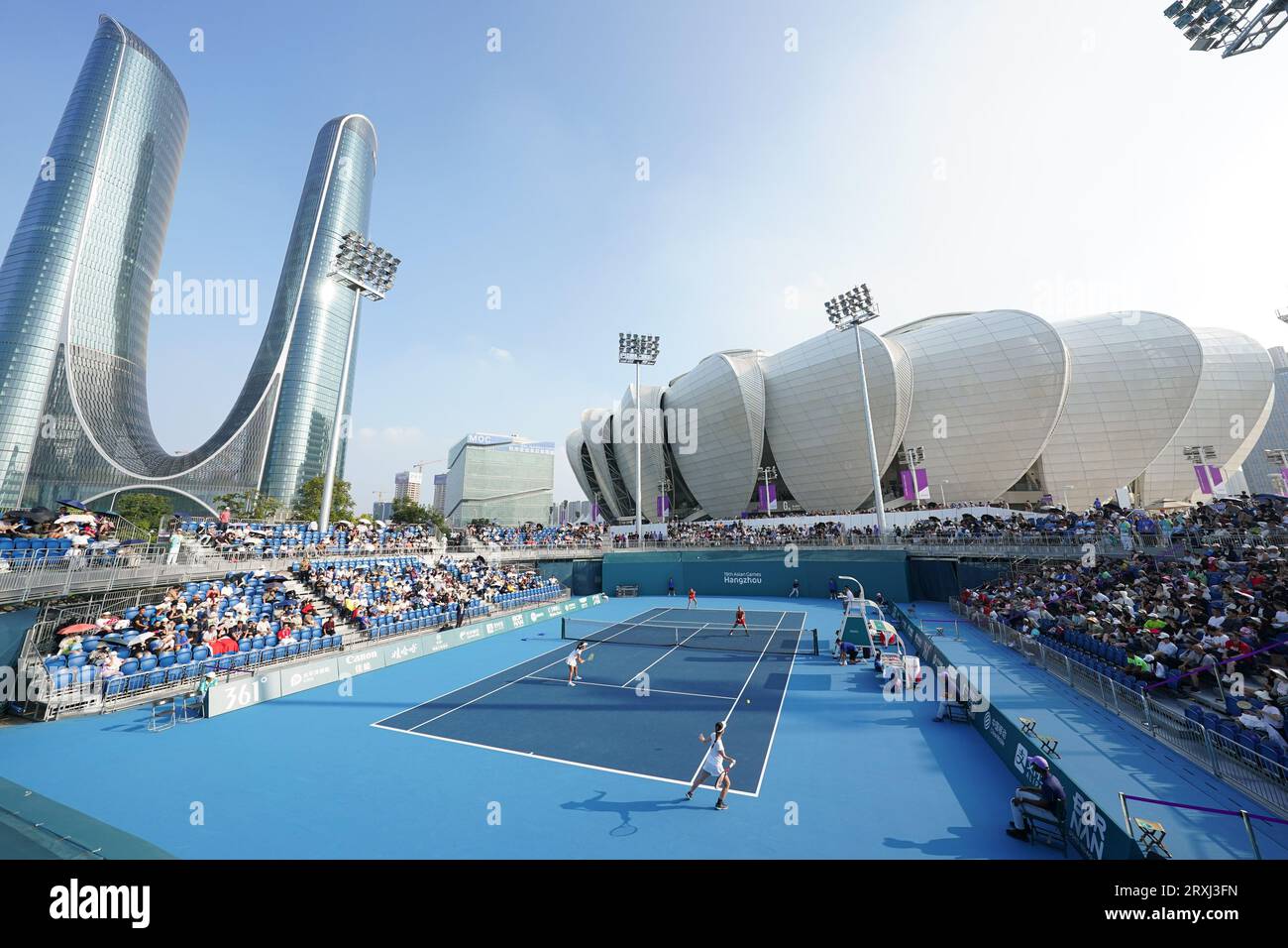 Hangzhou, China. 25th Sep, 2023. General view Tennis : At Hangzhou Olympic Sports Centre Tennis ...