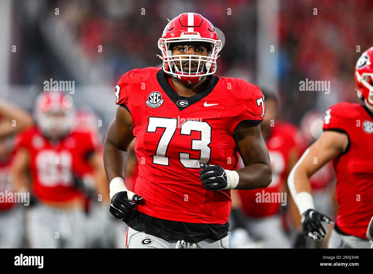 ATLANTA, GA – SEPTEMBER 23: Georgia offensive lineman Xavier Truss (73 ...