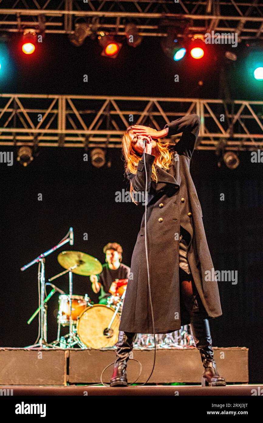 Argentine singer Delfina Campos and her band during a show in Buenos ...