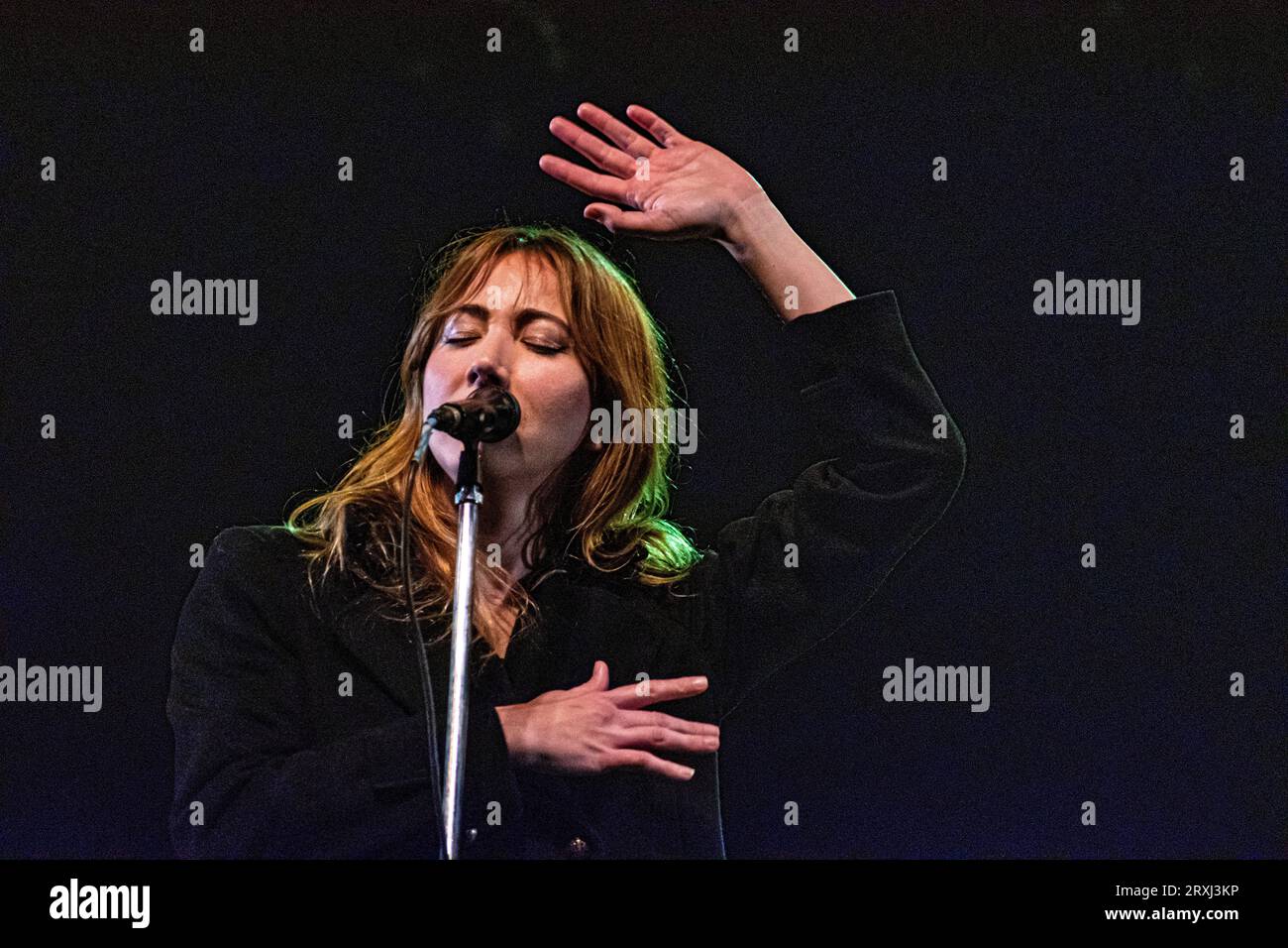 Argentine singer Delfina Campos during a show in Buenos Aires ...