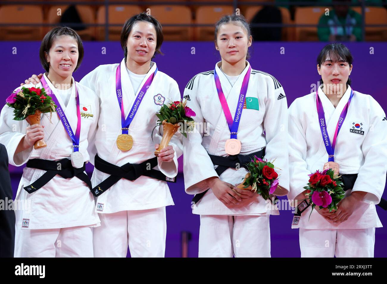 Hangzhou, China. 25th Sep, 2023. (L-R) Momo Tamaoki (JPN), Chen Ling Lien (TPE), Maysa Pardayeva ...