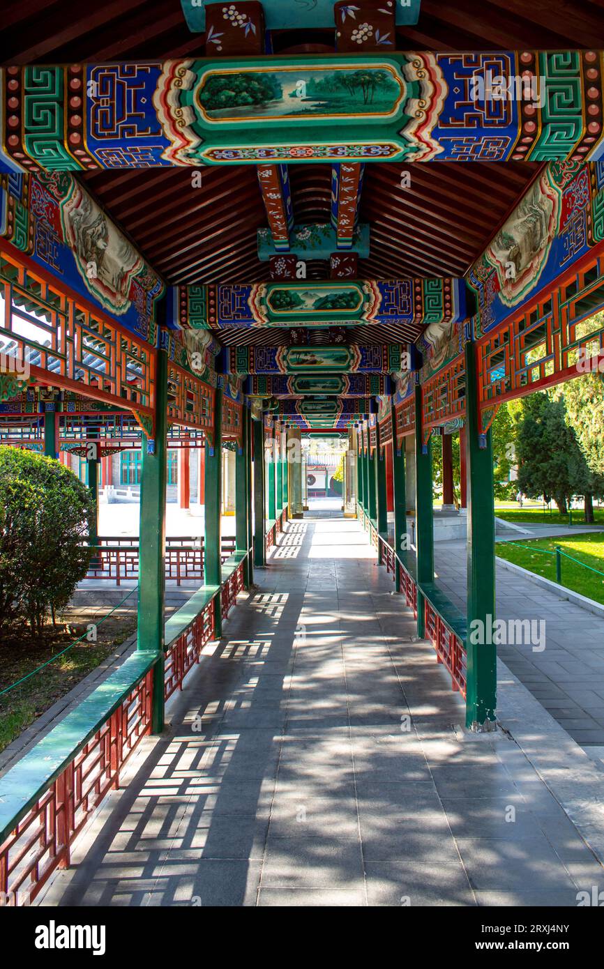 The roofs of the path in the park around Beijing's Forbidden City ...