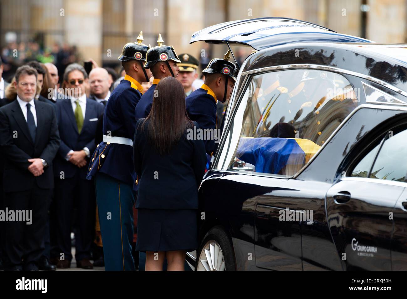 Bogota, Colombia. 25th Sep, 2023. Colombian presidential guards carry ...