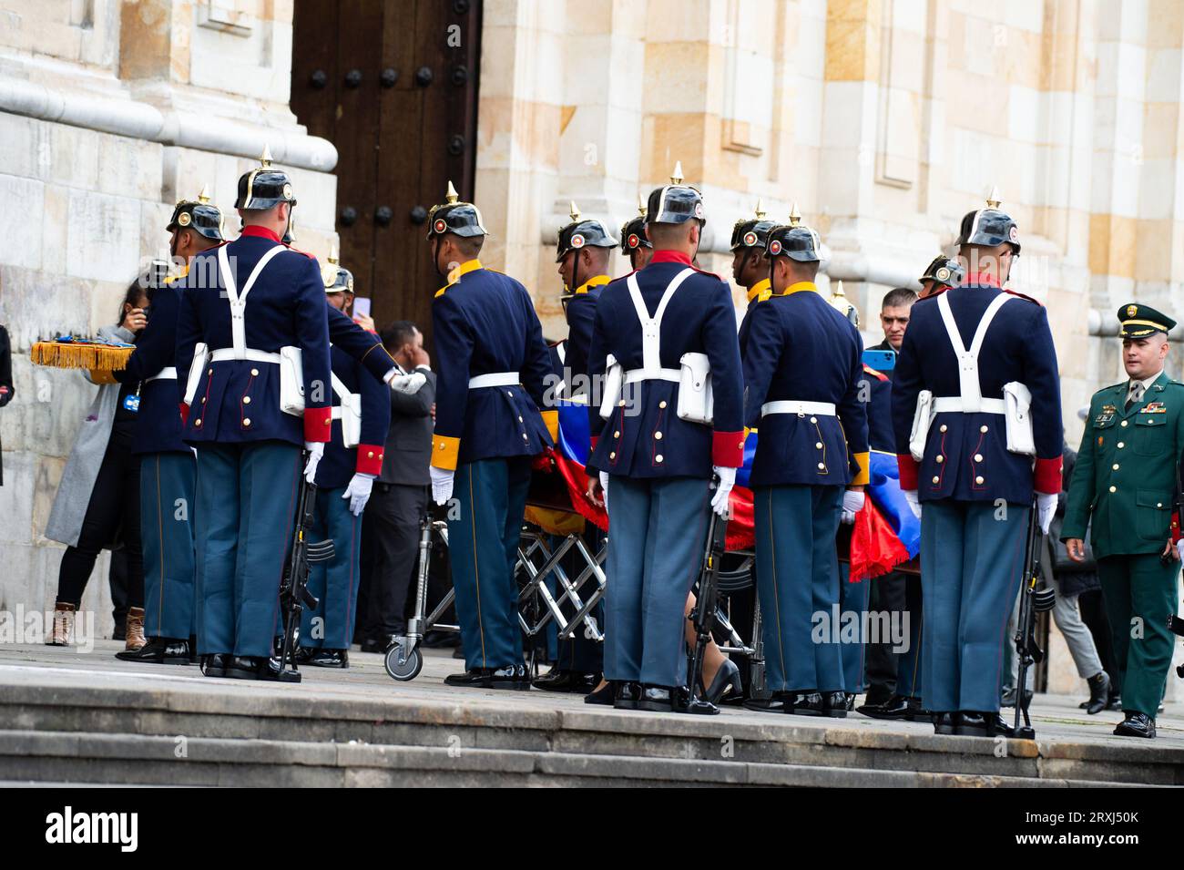 Bogota, Colombia. 25th Sep, 2023. Colombian presidential guards carry ...