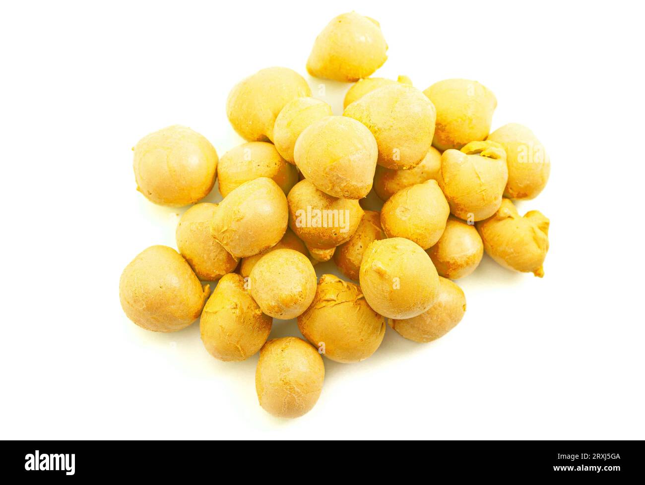 Yellow Freeze Dried Saltwater Taffy on a White Background Stock Photo ...