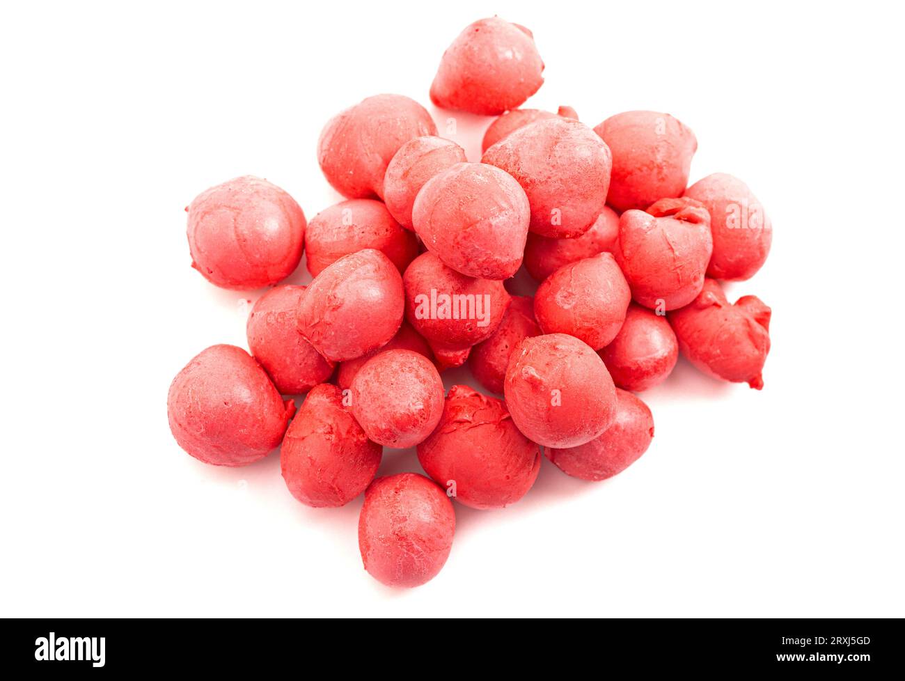 Red Freeze Dried Saltwater Taffy on a White Background Stock Photo - Alamy