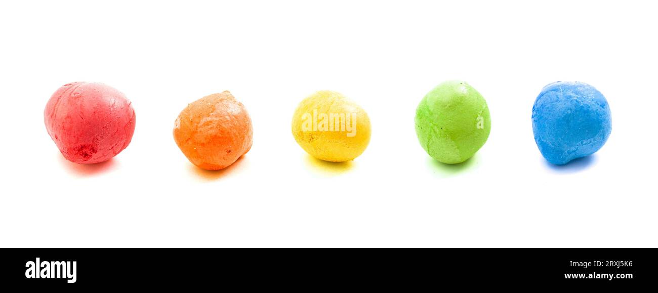 Rainbow Freeze Dried Saltwater Taffy Isolated on White Background Stock ...