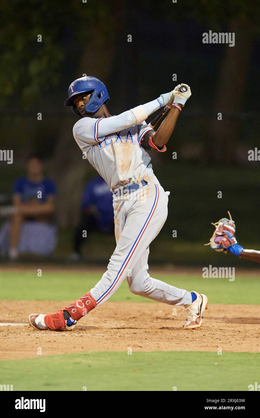 Sebastian Walcott (41) of the ACL Rangers at bat during an Arizona ...