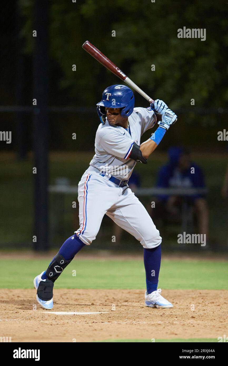Wady Mendez (4) of the ACL Rangers at bat during an Arizona Complex ...