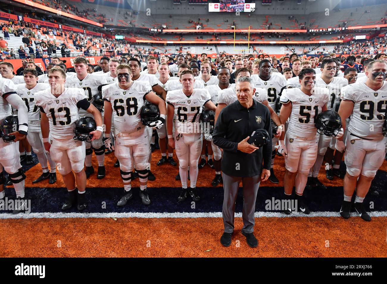Army head coach Jeff Monken and his players sing their alma mater after ...