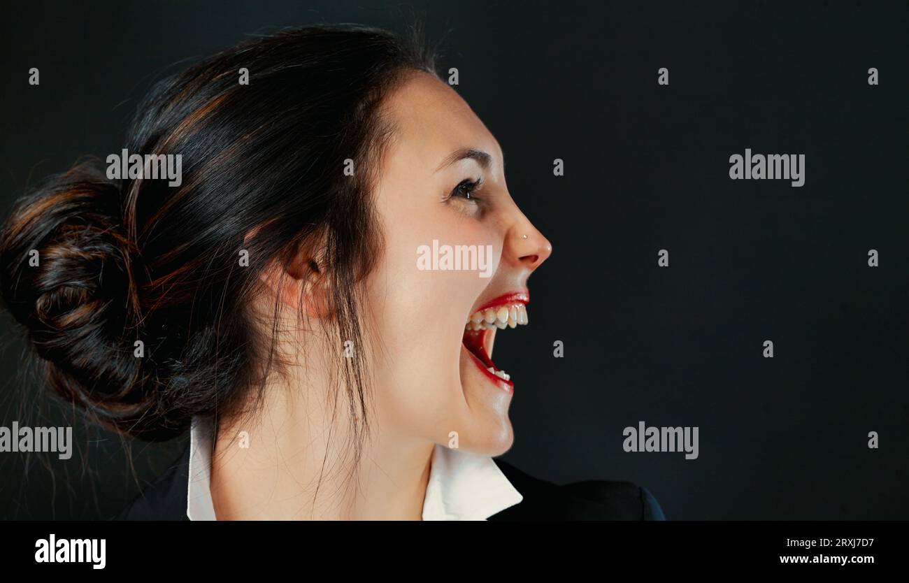 Profile of determined woman. Business champion or temporarily upset ...