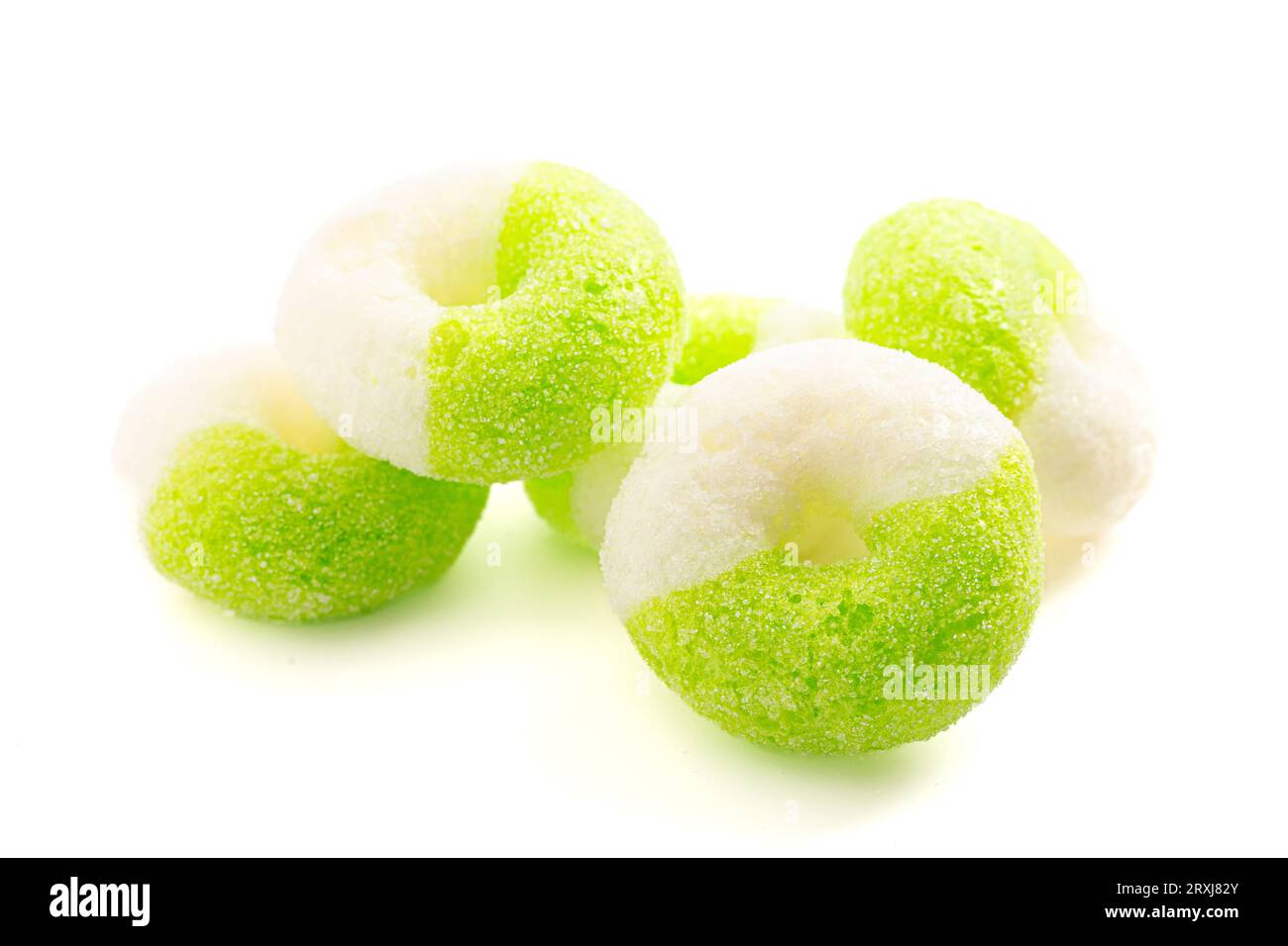 Green Apple Fruit Ring Freeze Dried Fruit Rings on a White Background ...