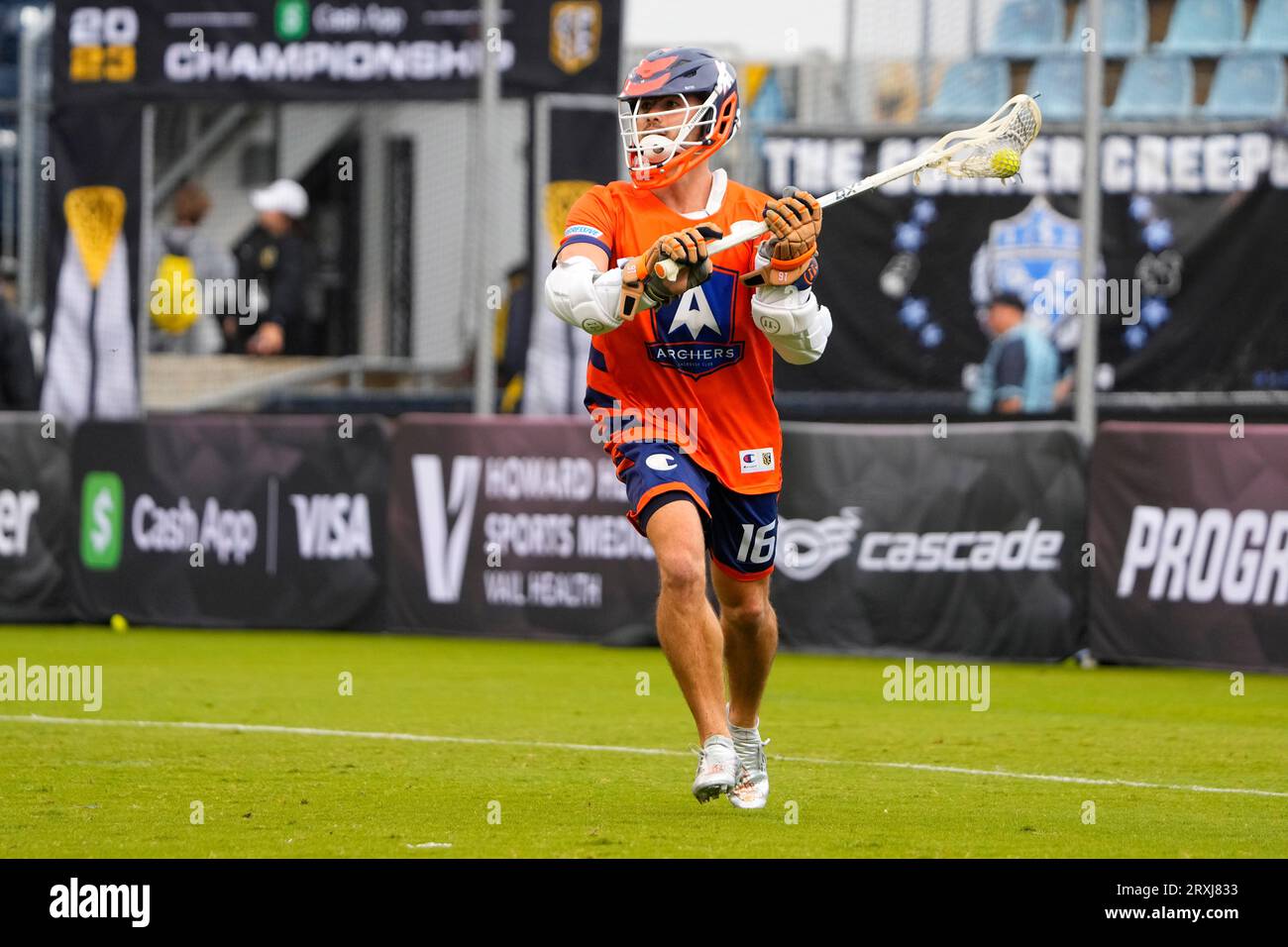 CHESTER, PA - SEPTEMBER 24: Archers Midfield Grant Ament (16) looks to ...