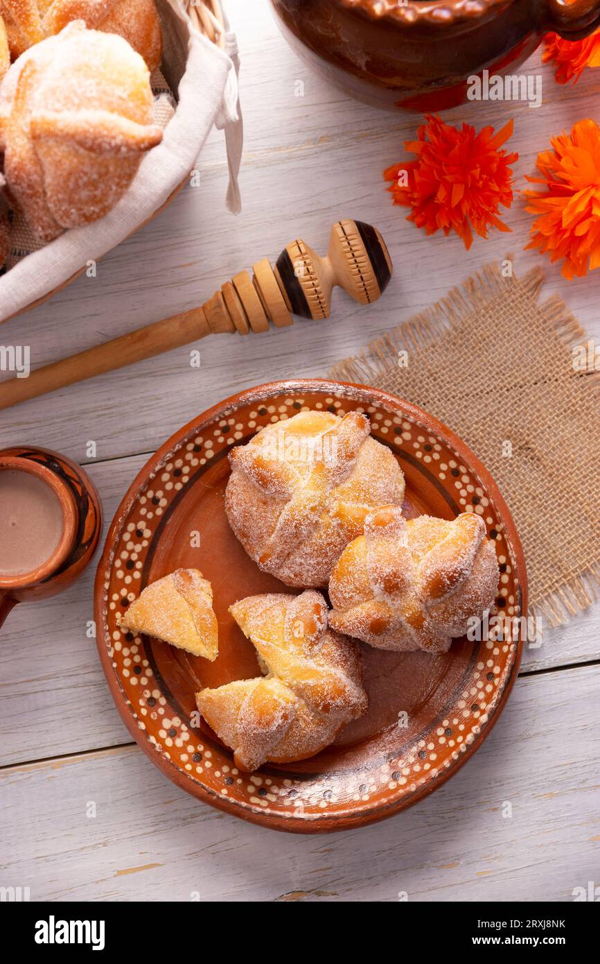 Pan de Muerto. Typical Mexican sweet bread that is consumed in the ...