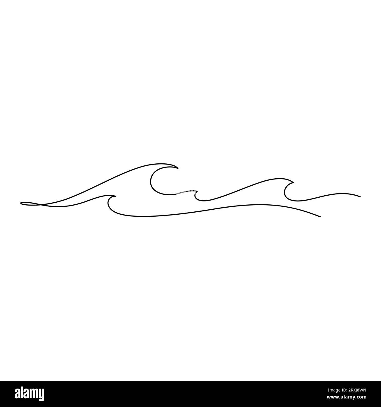 sea water wave ripple splashing line art minimalist vector illustration ...