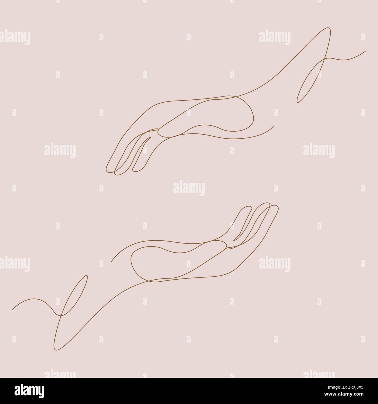 palm of hands holding and protecting and care concept thin line vector ...