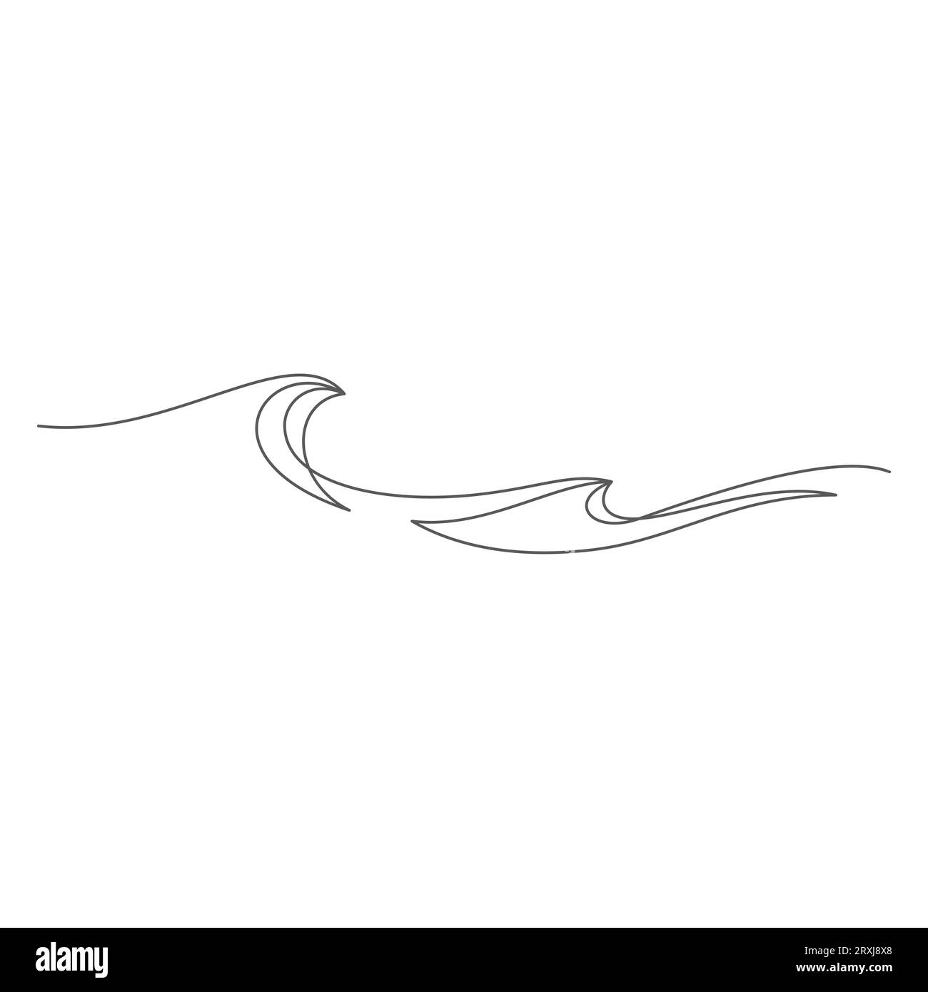 sea wave pattern one line minimalism concept thin line illustration ...