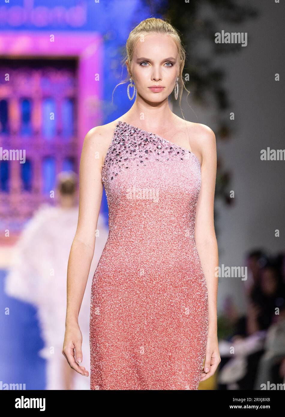 Model walks for Pamella Roland runway show at New York Spring Summer ...