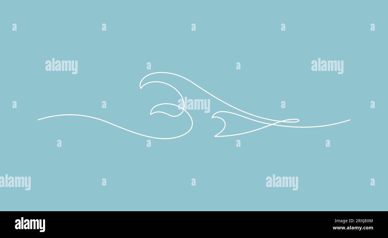 ocean wave line art minimalist vector illustration Stock Vector Image ...