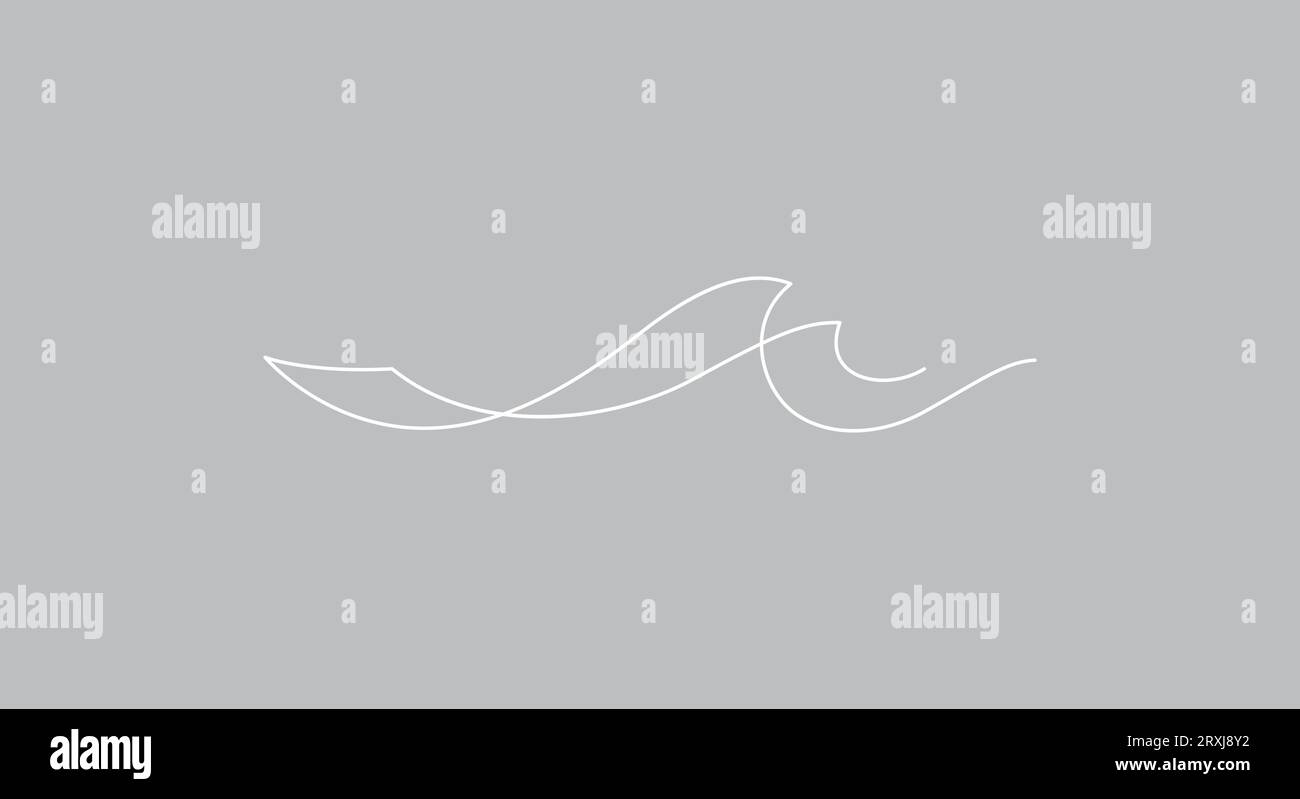 ocean wave pattern minimalism concept one line drawing illustration ...