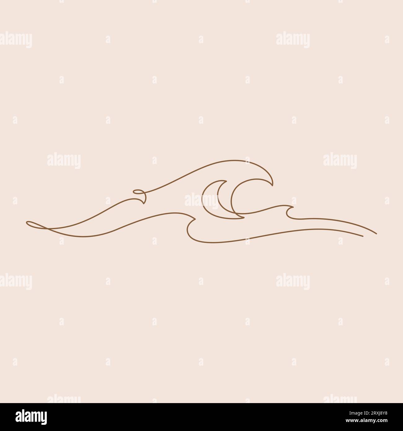 ocean wave ripple splashing line art minimal vector illustration Stock ...