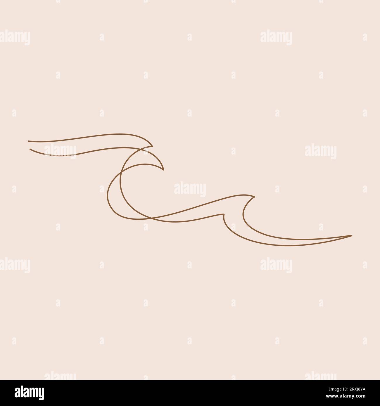 sea wave line art swirl ripple continuous drawing vector illustration ...