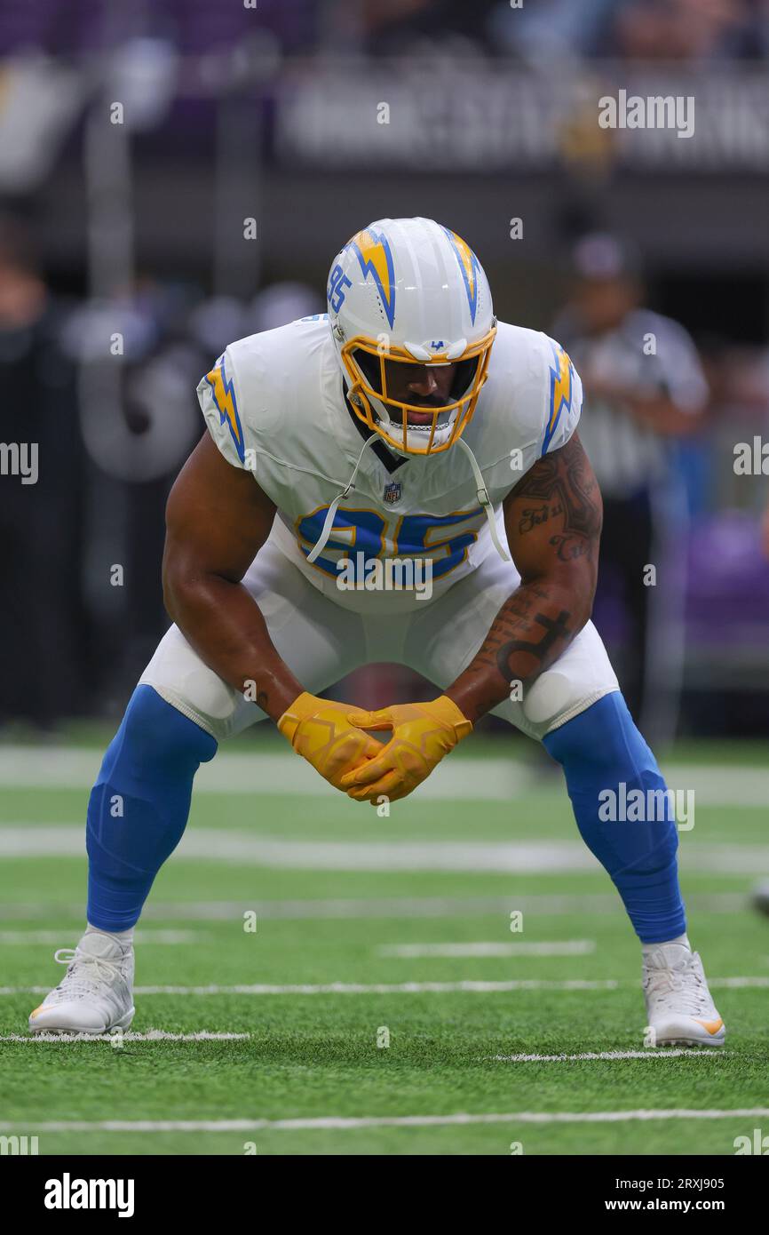 Los Angeles Chargers defensive tackle Nick Williams (95) warms up ...