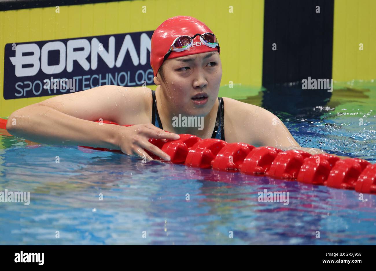 26th Sep, 2023. Swimming: N. Korean swimmer competes in 100m freestyle ...