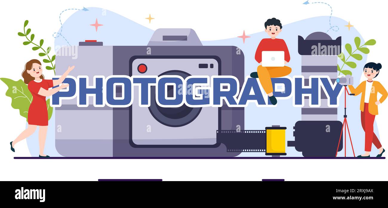 Photography Vector Illustration with Camera and Equipment to Capture ...