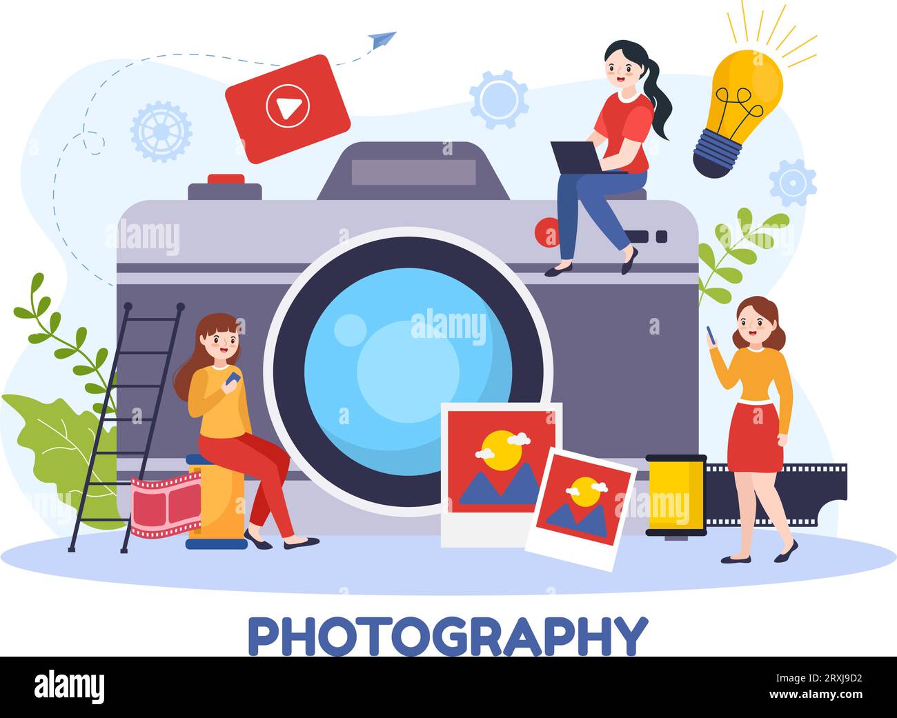 Photography Vector Illustration with Camera and Equipment to Capture ...
