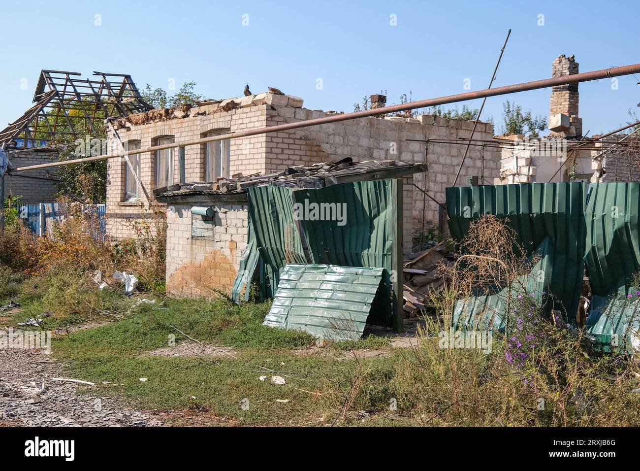 A damaged house is seen in Chasiv Yar, a few kilometers away from the ...
