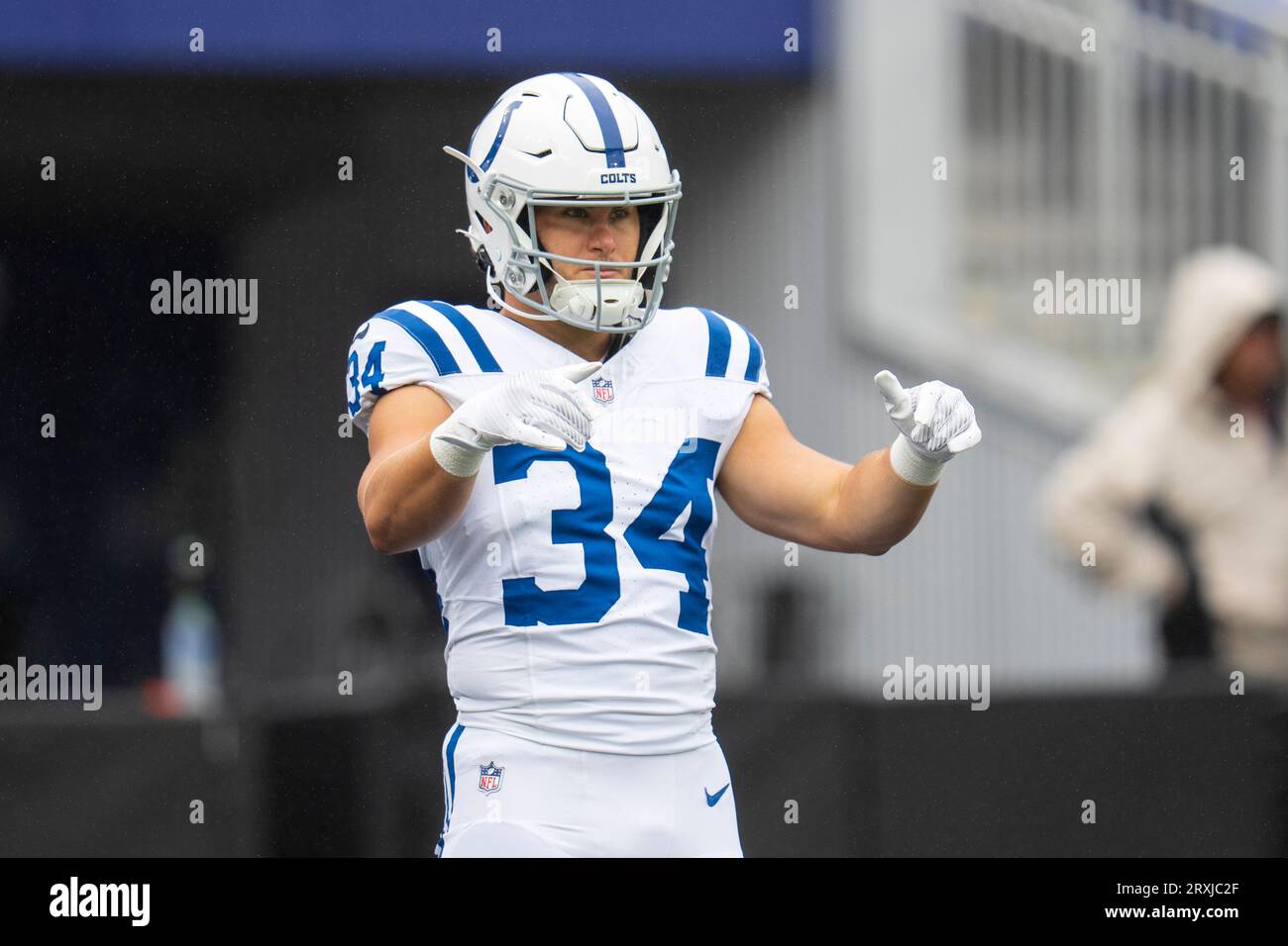 Indianapolis Colts running back Jake Funk works out prior to an NFL ...