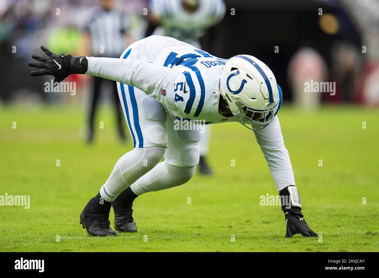 Indianapolis Colts defensive end Dayo Odeyingbo waits for a play during ...