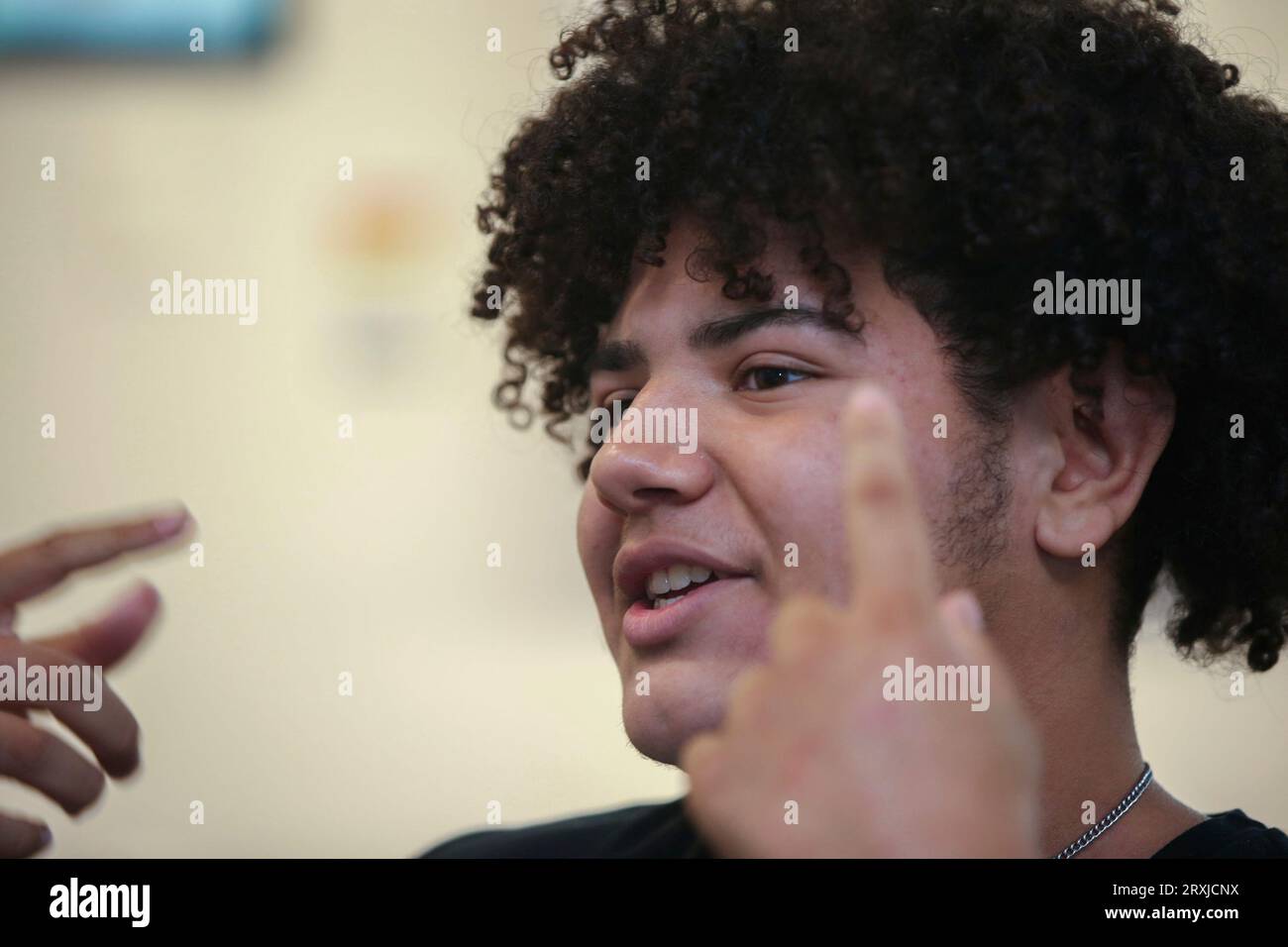 Steven Ramos, 16, speaks about the Bridge to Calculus summer program at ...